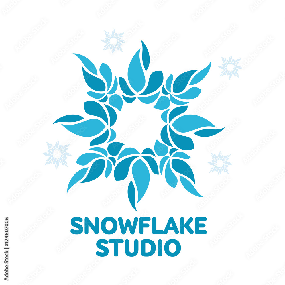 blue and white snowflake vector logo templates isolated on white ...