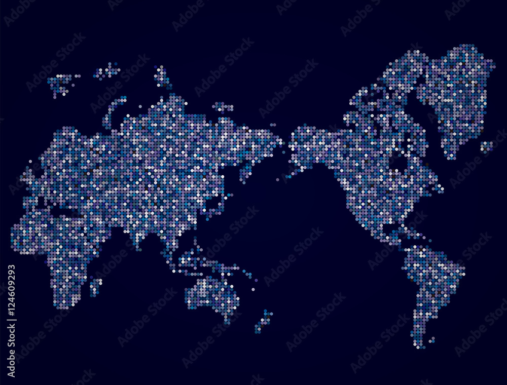 Vecteur Stock 世界地図 ドットアート（都市の明かり） | Adobe Stock