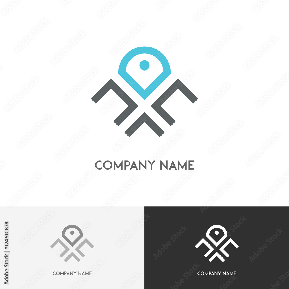 Address mark logo - pointer on the map on the white background Stock ...