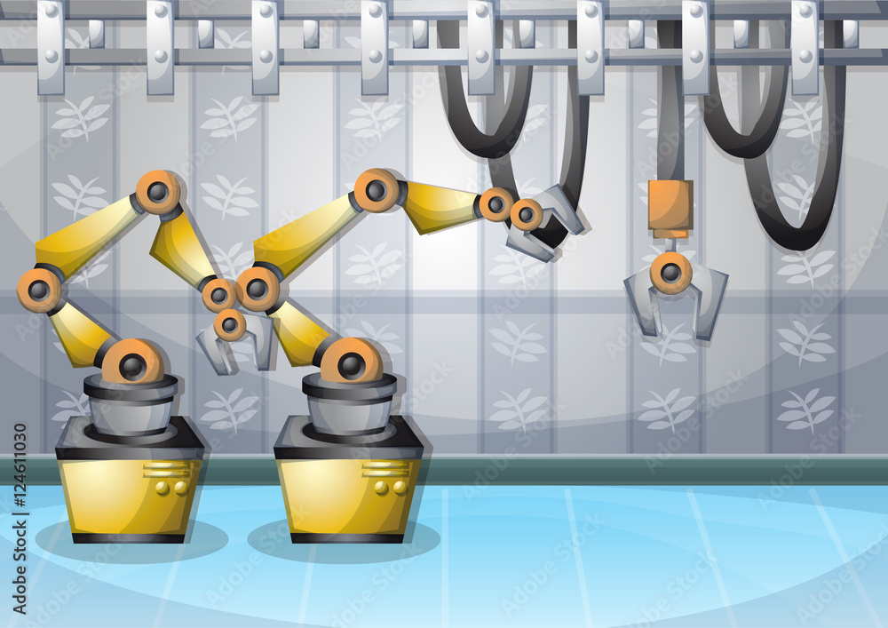 cartoon vector illustration interior factory room with separated layers ...