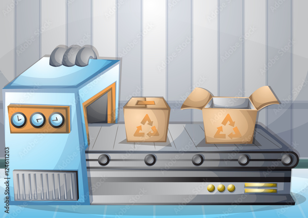 cartoon vector illustration interior factory room with separated layers ...