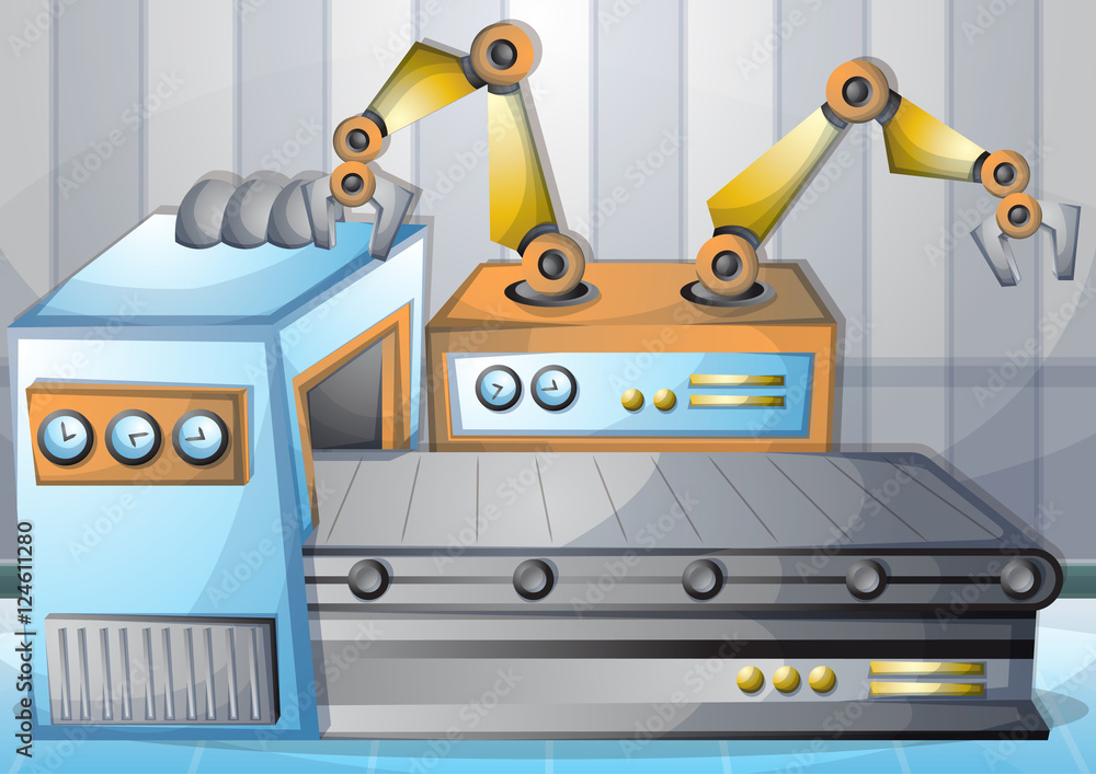 cartoon vector illustration interior factory room with separated layers ...