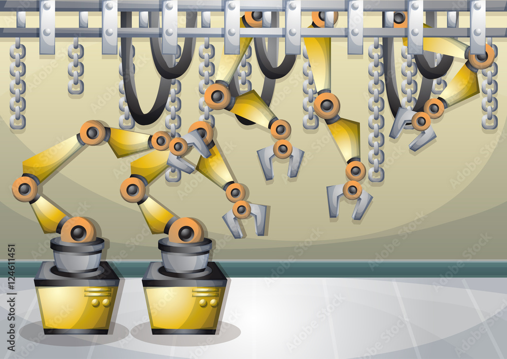 cartoon vector illustration interior factory room with separated layers ...