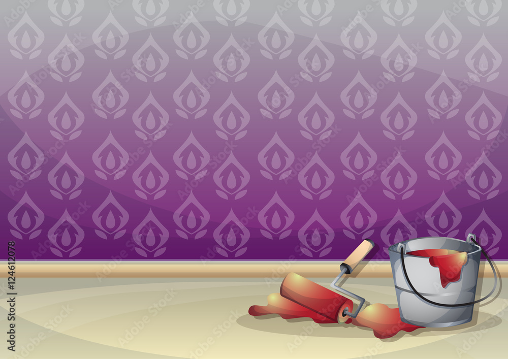 cartoon vector illustration interior painting wall with separated ...