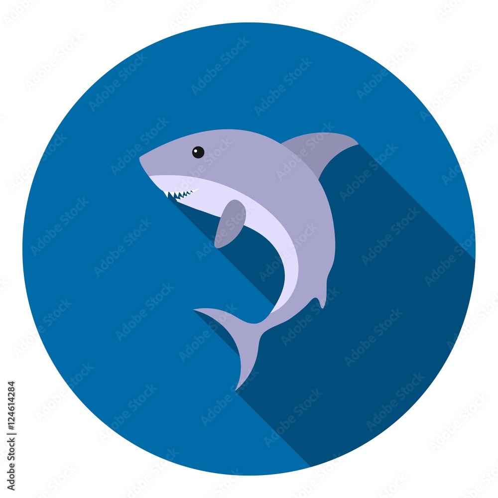 Shark icon in flat style isolated on white background. Animals symbol ...