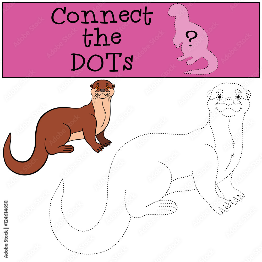 Educational game: Connect the dots. Little cute otter smiles. Stock ...