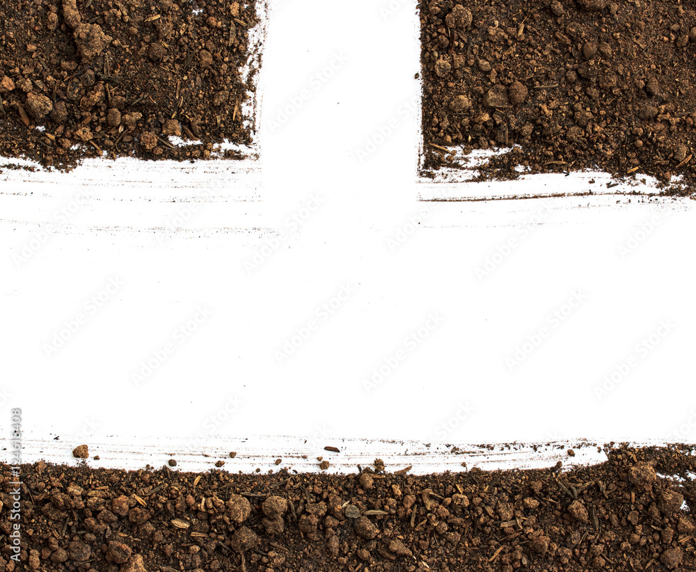 Dirty earth on white background. Natural soil texture Stock Photo ...