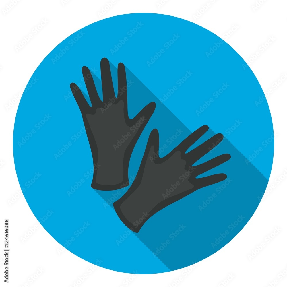 Black protective rubber gloves icon in flat style isolated on white ...