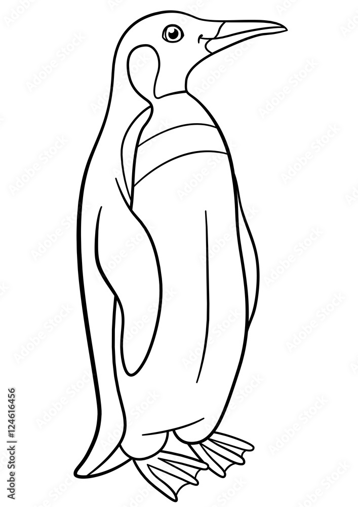 Coloring pages. Little cute penguin smiles. Stock Vector | Adobe Stock