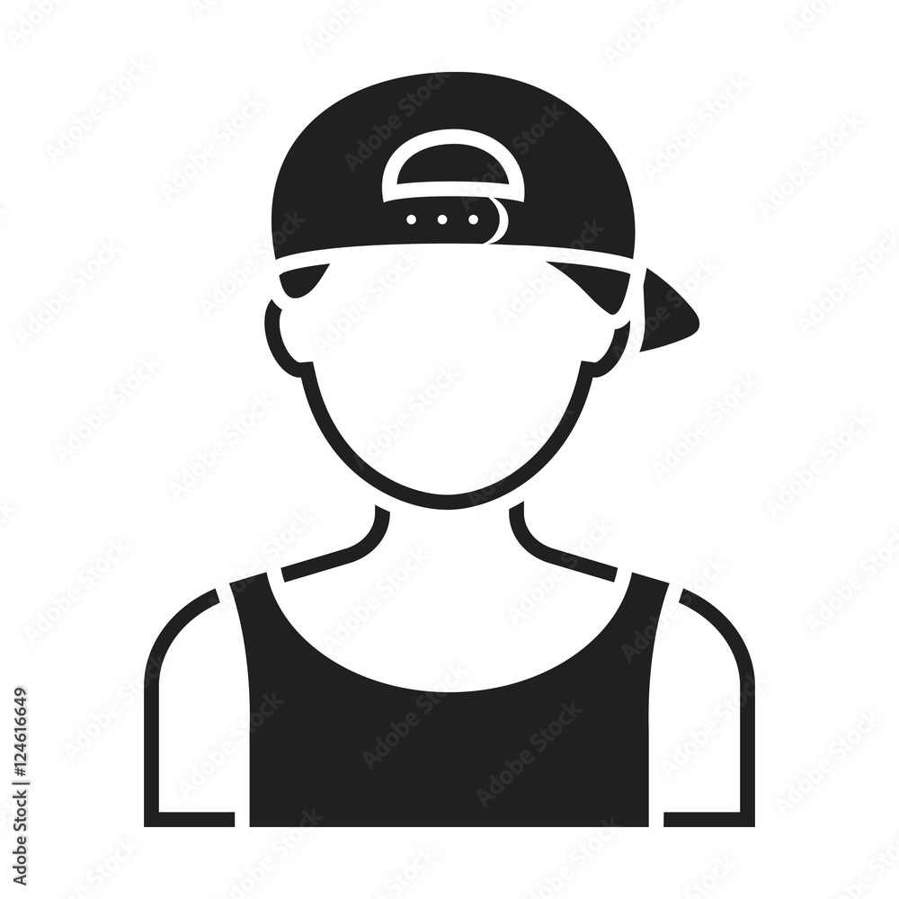 Boy in cap icon in black style isolated on white background. Avatar ...