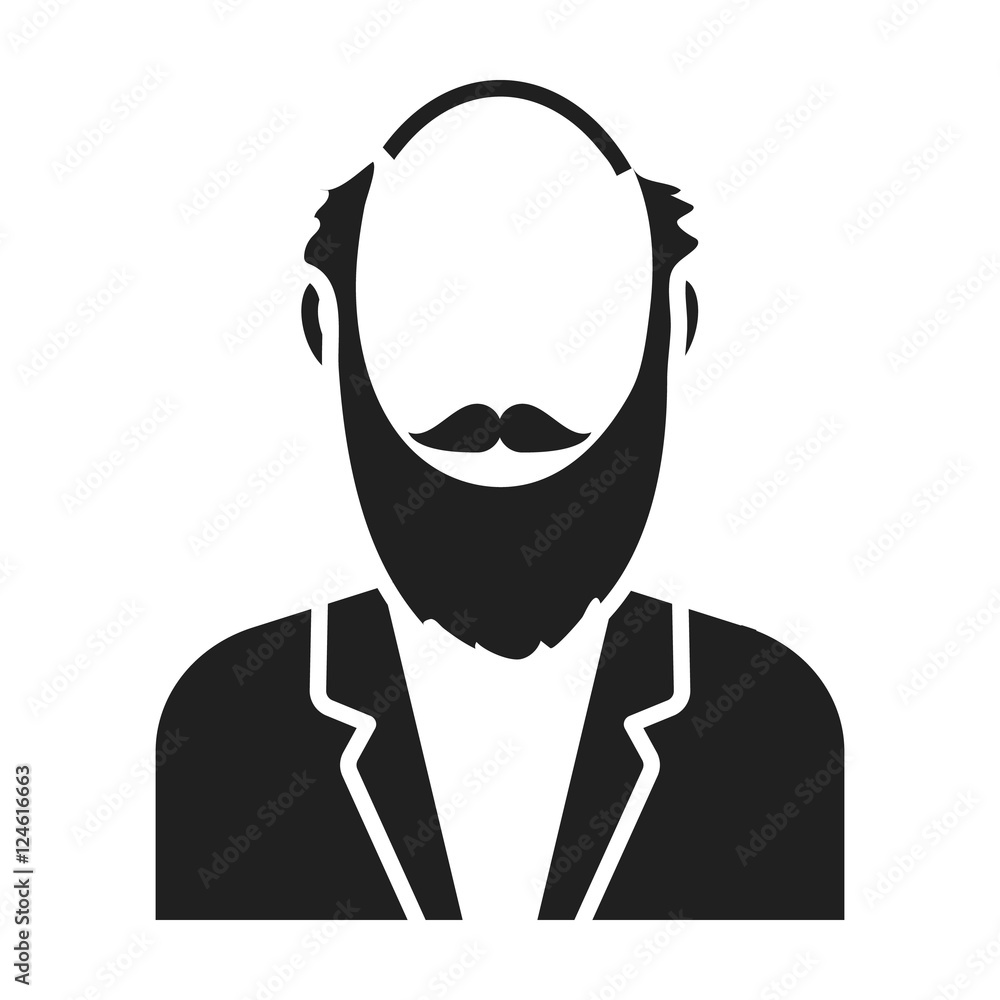 Gray beard icon in black style isolated on white background. Avatar ...