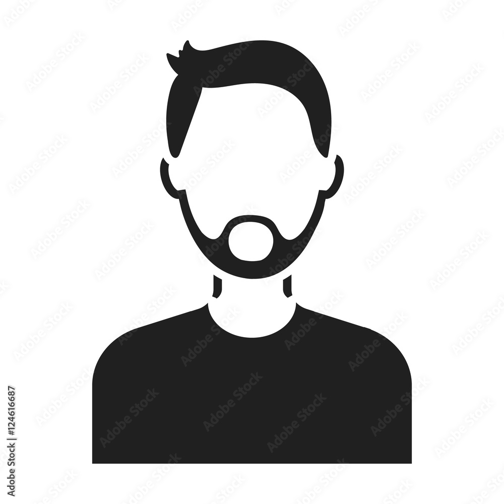 Man with beard icon in black style isolated on white background. Avatar ...