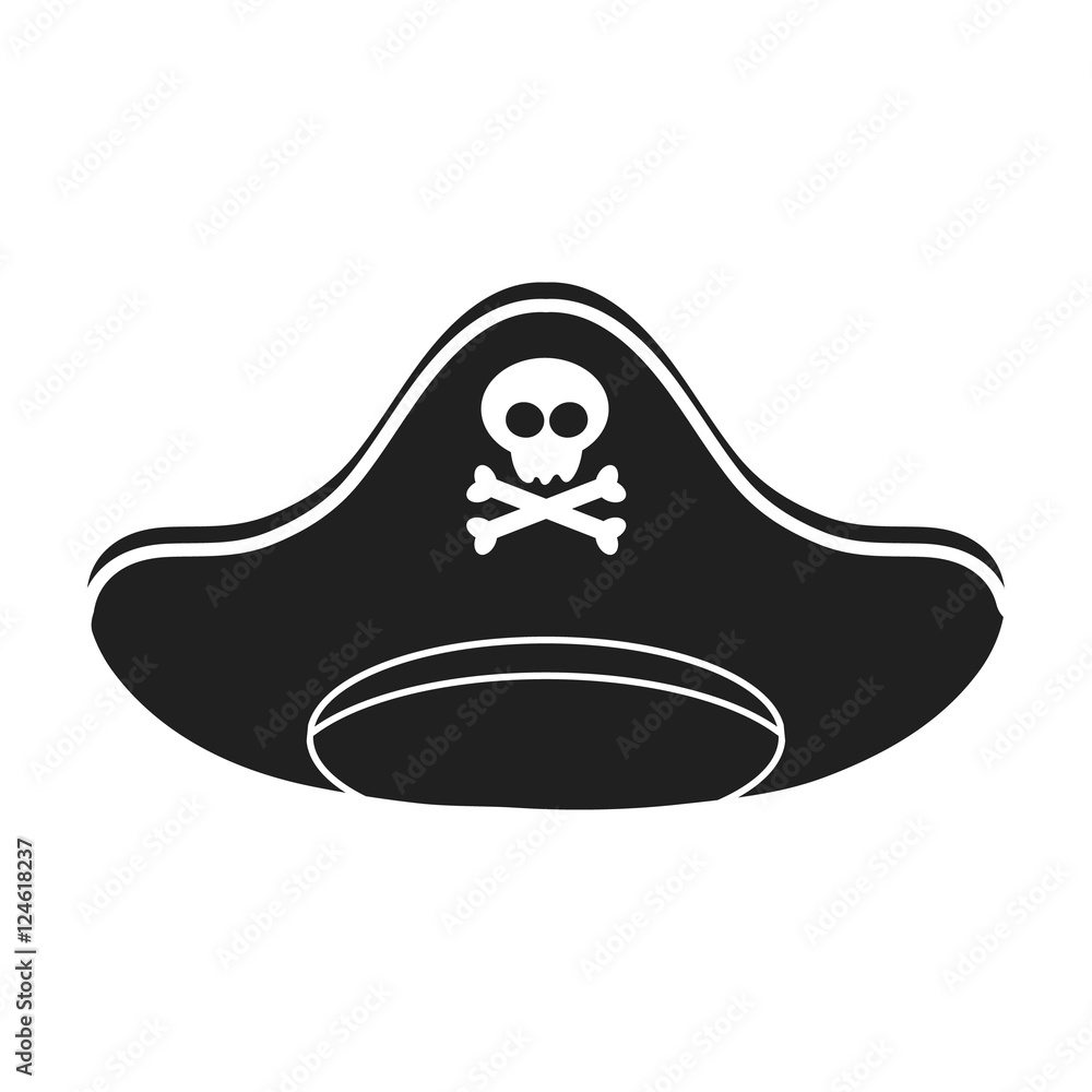 Pirate hat icon in black style isolated on white background. Hats ...