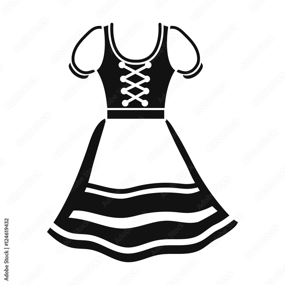 Dirndl icon in black style isolated on white background. Oktoberfest ...