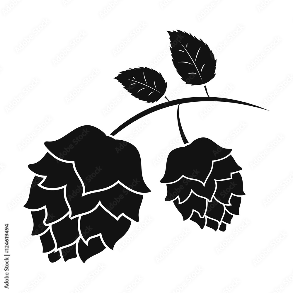 Hops icon in black style isolated on white background. Oktoberfest ...