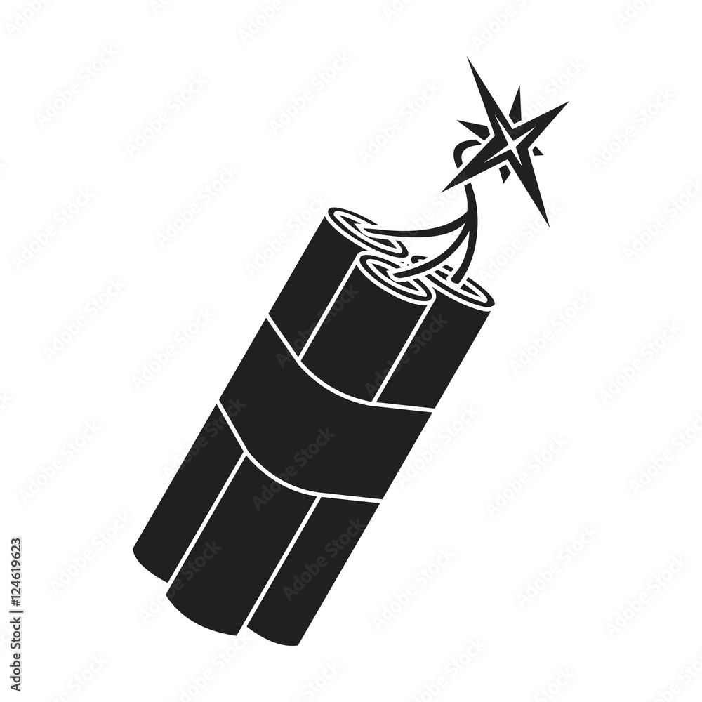 Vecteur Stock Dynamite icon in black style isolated on white background ...
