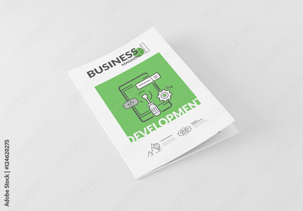 Tech and Development Booklet Layout with Cartoon Style Elements Stock ...