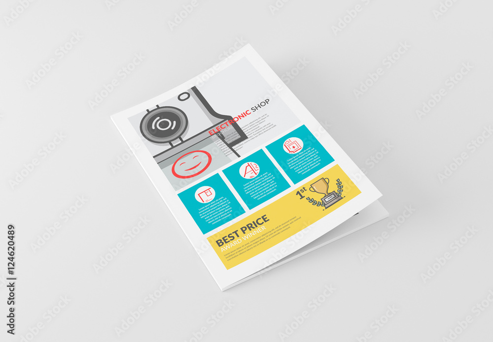 Tech Services Booklet Layout with Cartoon Style Elements Stock Template ...