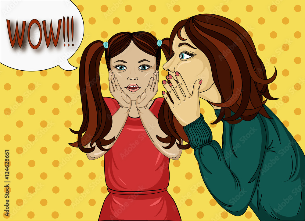 Little Girls Whispering Illustrations