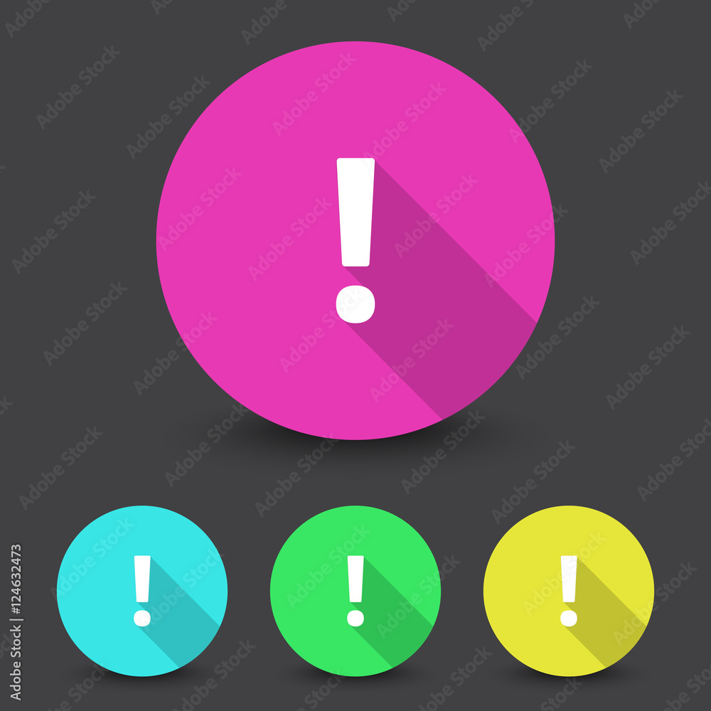 White Exclamation Mark icon in different colors set Stock Vector ...