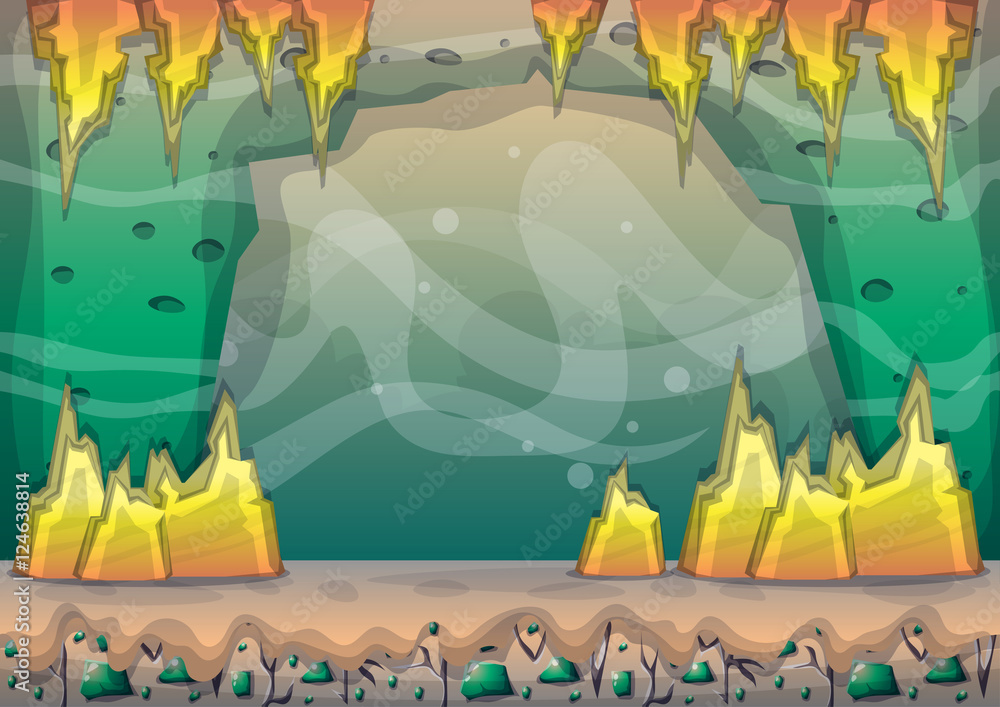 cartoon vector cave with separated layers for game and animation game ...