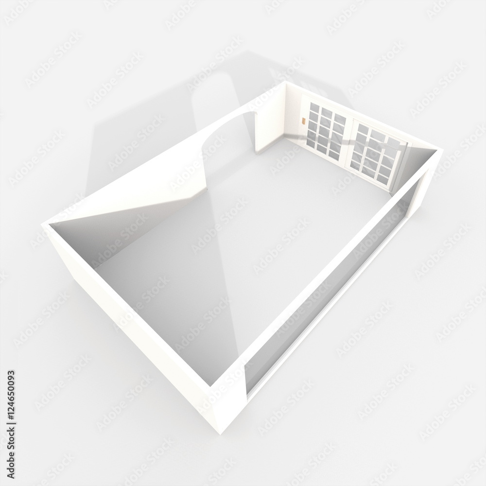 3d interior rendering of empty paper model room apartment Stock ...