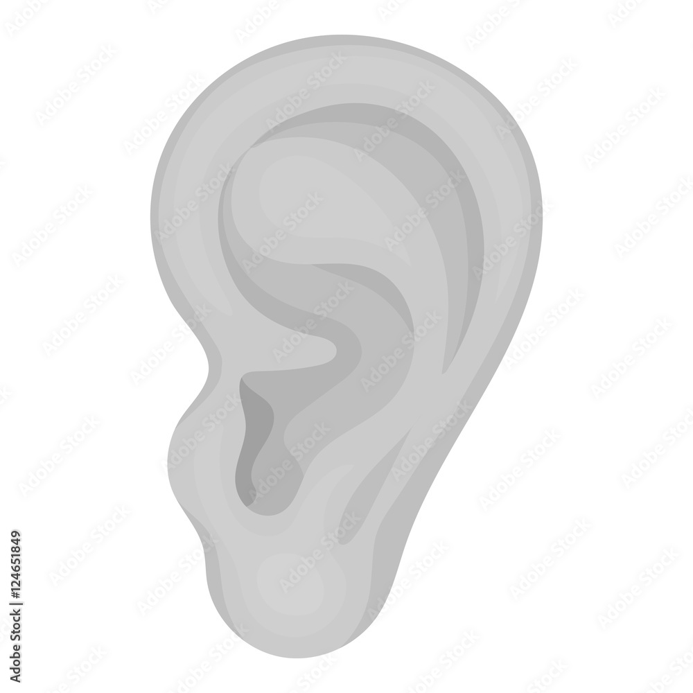 Ear icon in monochrome style isolated on white background. Part of body ...