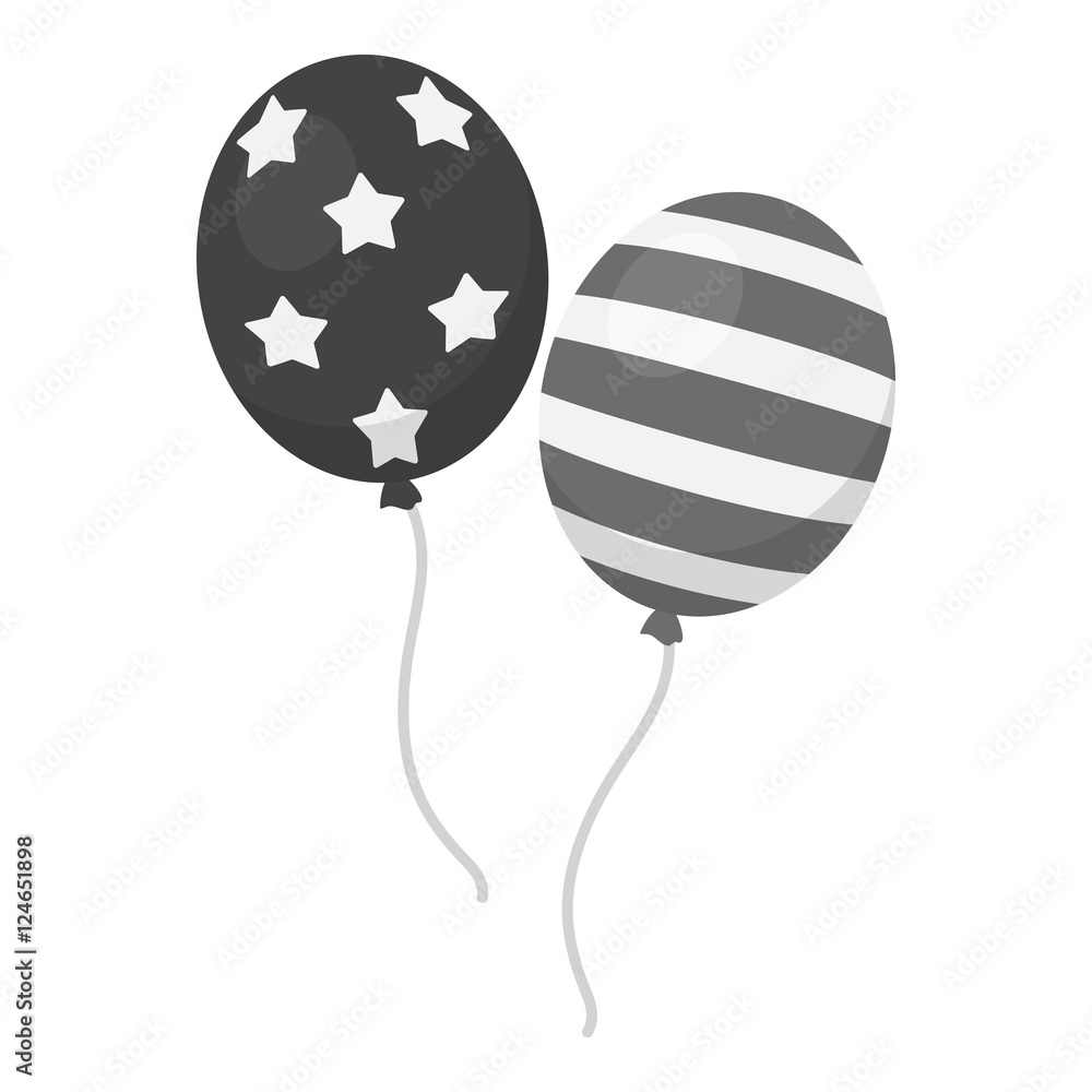 Patriotic balloons icon in monochrome style isolated on white ...