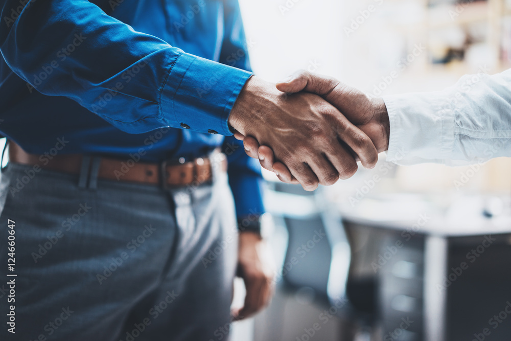 Business partnership handshake concept.Photo of two businessmans ...