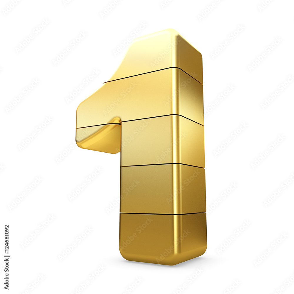 3d gold number 1 one isolated white background. Stock Illustration ...