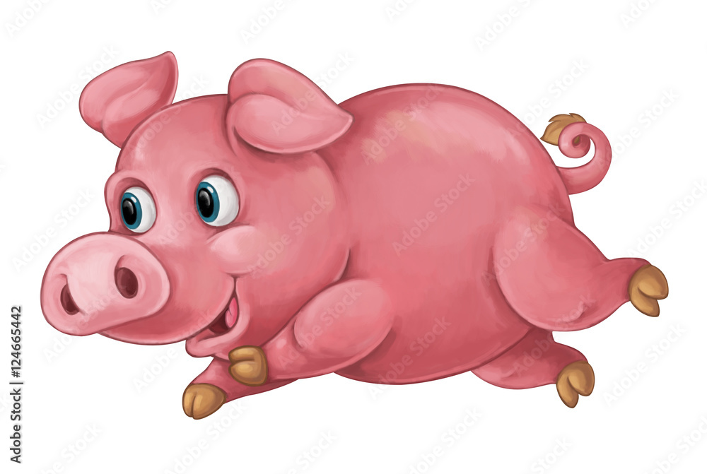 Cartoon happy pig is running and looking - artistic style - isolated ...