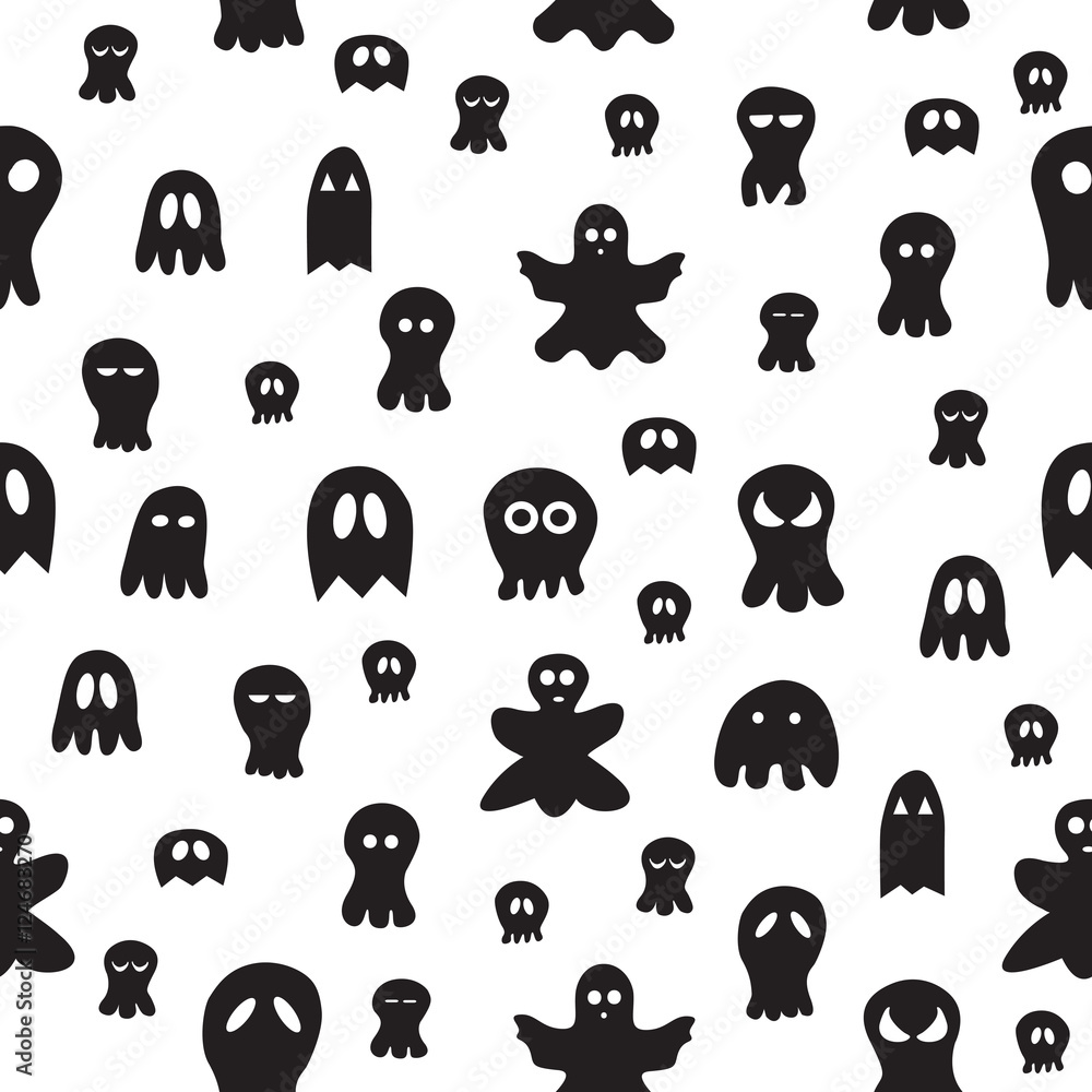 Seamless ghost pattern. Stock Vector | Adobe Stock