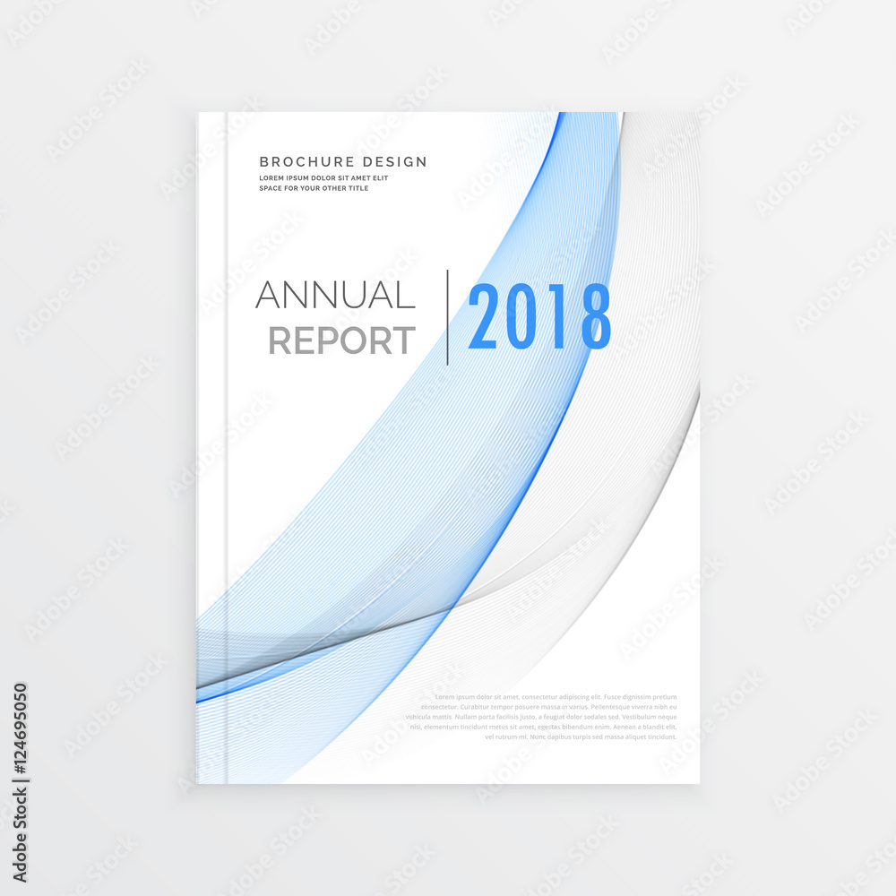 annual report brochure design with blue ans gray wave Stock Vector ...