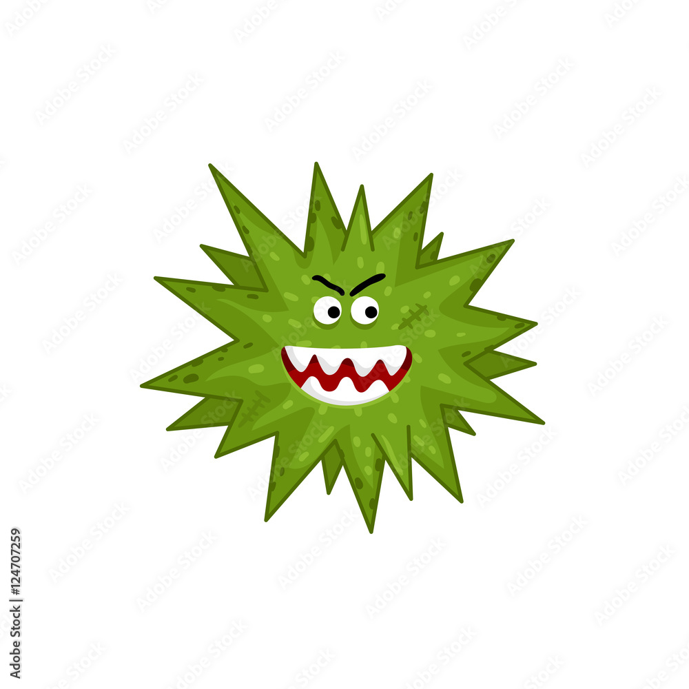 Cartoon virus character isolated vector illustration on white ...