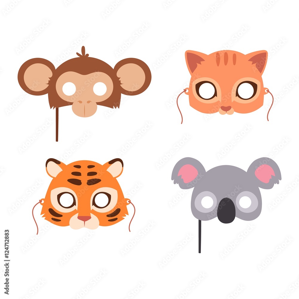Cartoon animal party mask vector. Stock Vector | Adobe Stock
