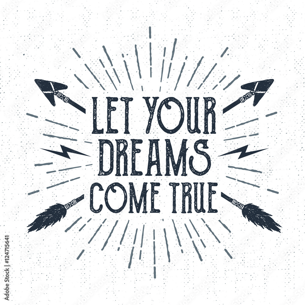 Hand drawn tribal label with crossed arrows vector illustration and ...