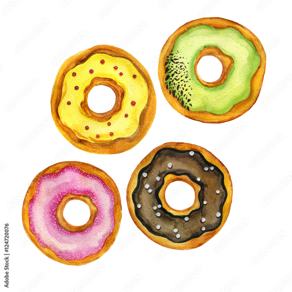 donuts drawing in watercolor Stock Illustration | Adobe Stock