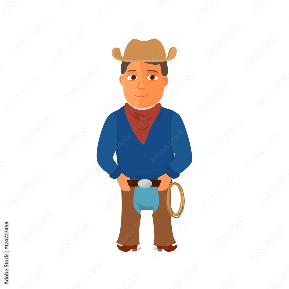 Cartoon cowboy character on white background. Vector Stock Vector ...