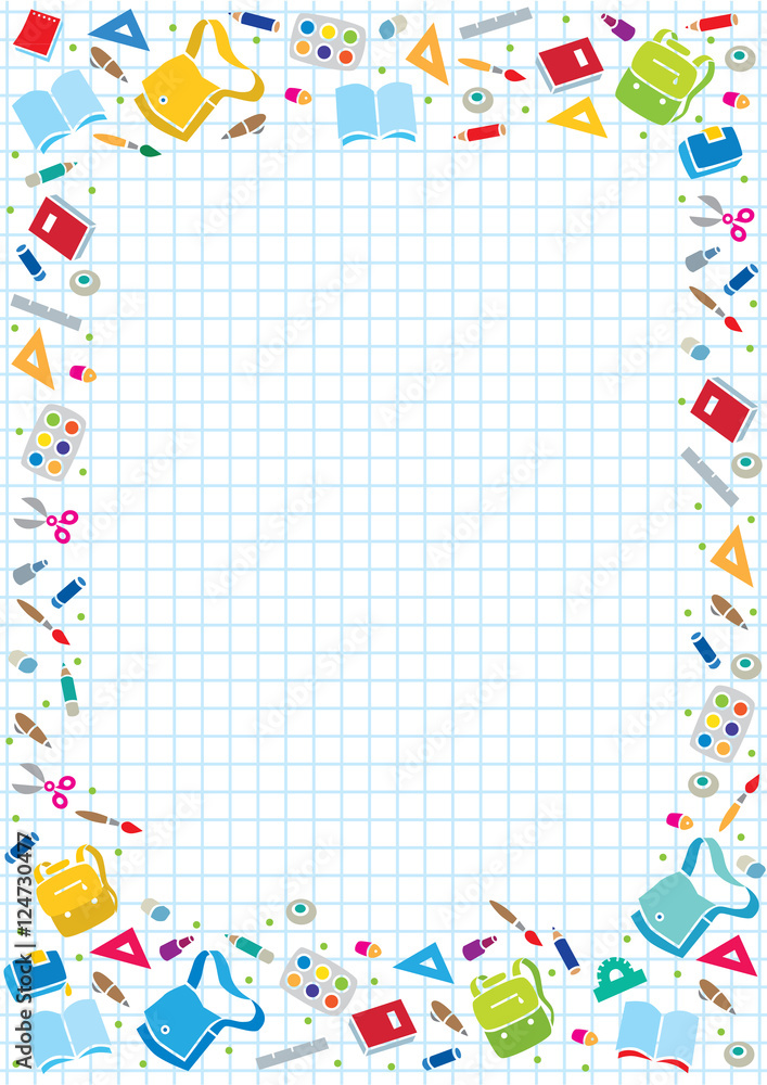 Design template background with education supplies Stock Vector | Adobe ...