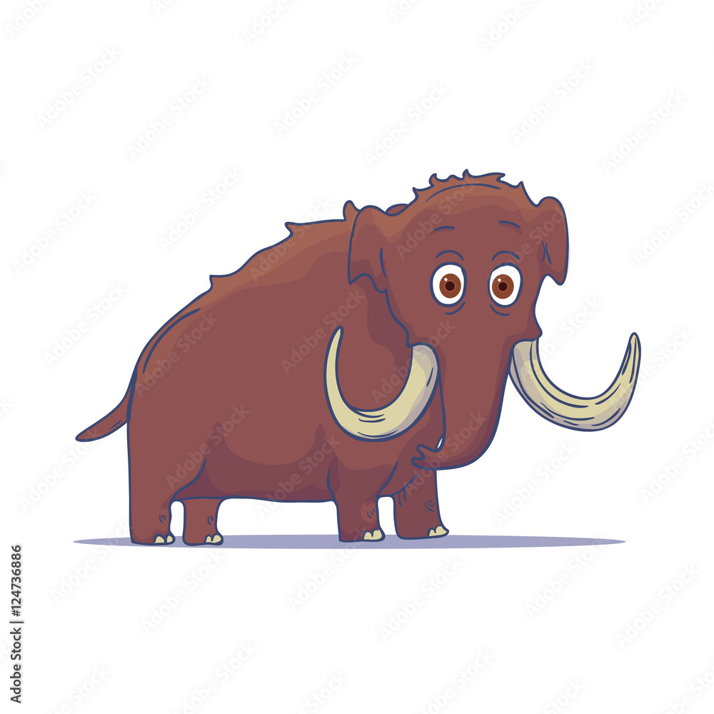Cartoon Mammoth isolated on white background. Vector Stock Vector ...