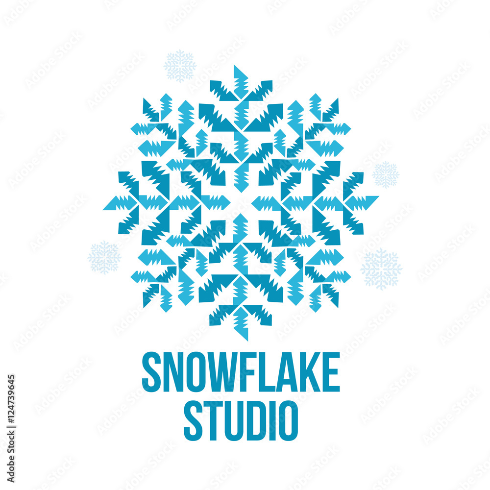 blue and white snowflake vector logo templates isolated on white ...