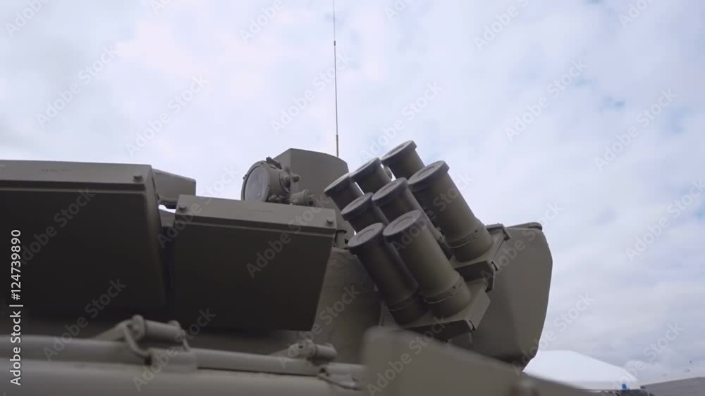 Dynamic protection and other military equipment on the turret and board ...