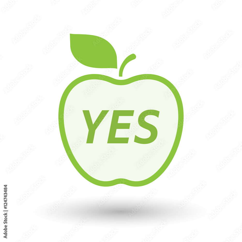 Isolated line art fresh apple fruit icon with the text YES Stock Vector ...