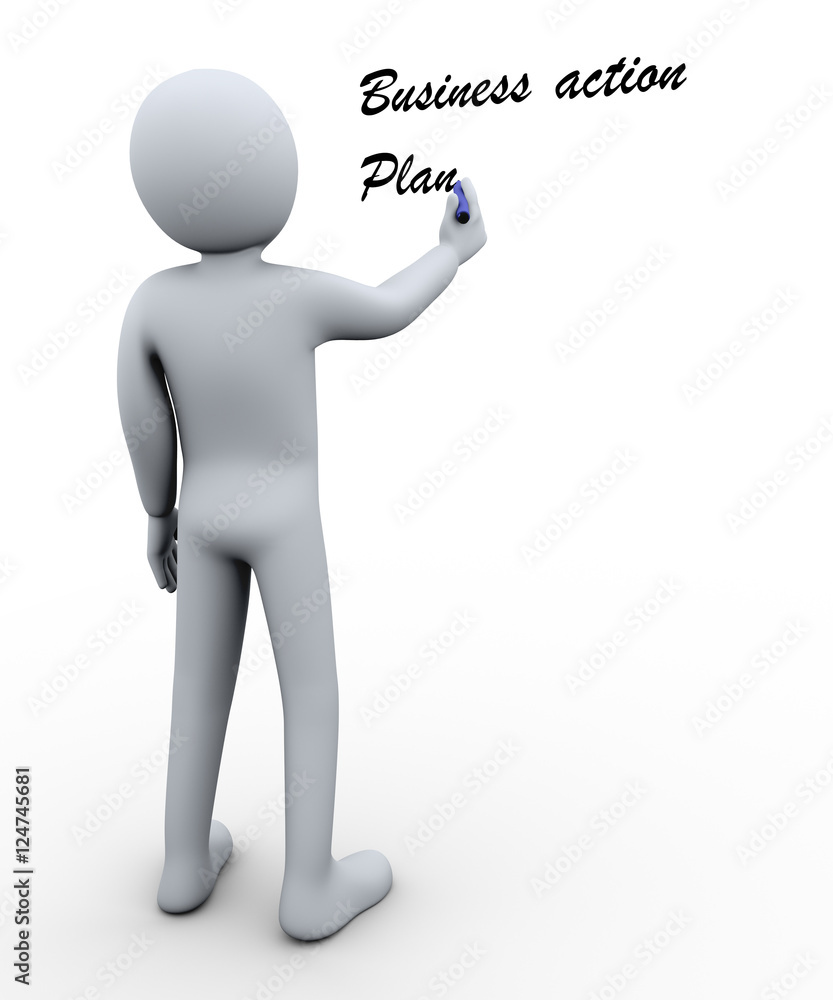 3d man writing business action plan Stock Illustration | Adobe Stock