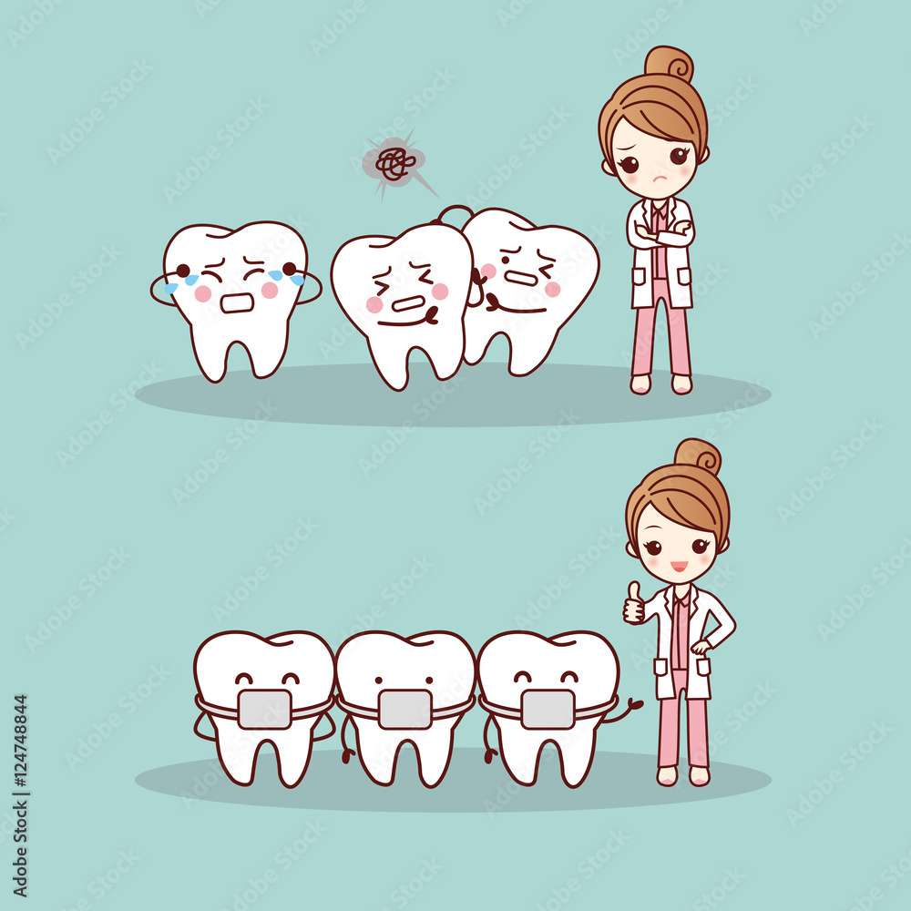 cute cartoon tooth braces Stock Vector | Adobe Stock
