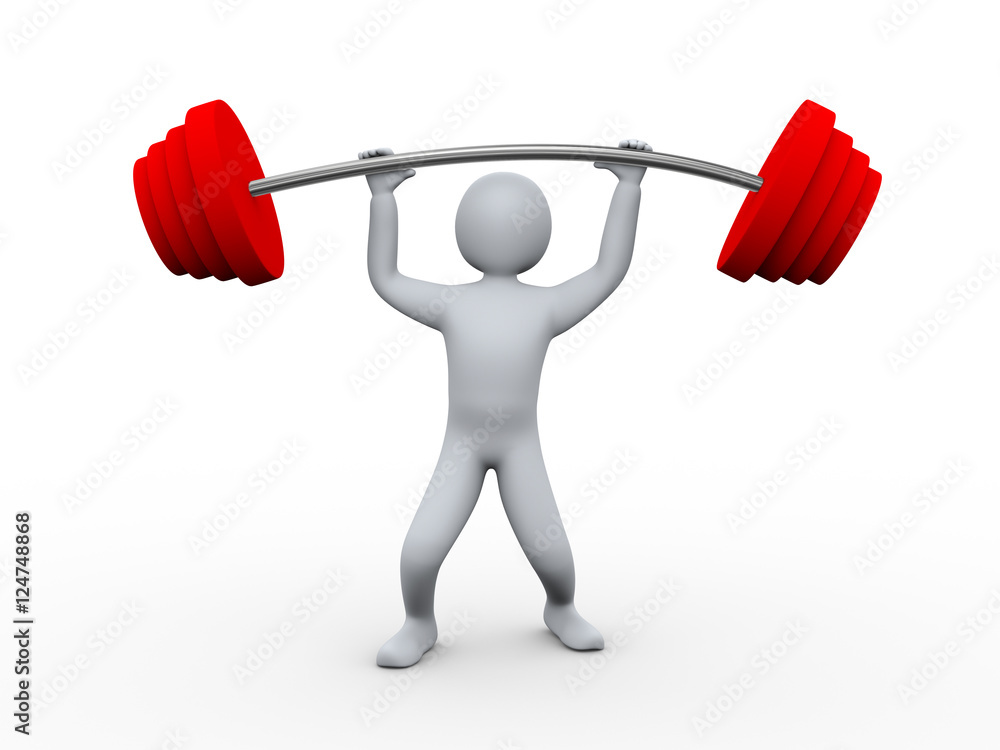 3d person lifting heavy weight. Stock Illustration | Adobe Stock