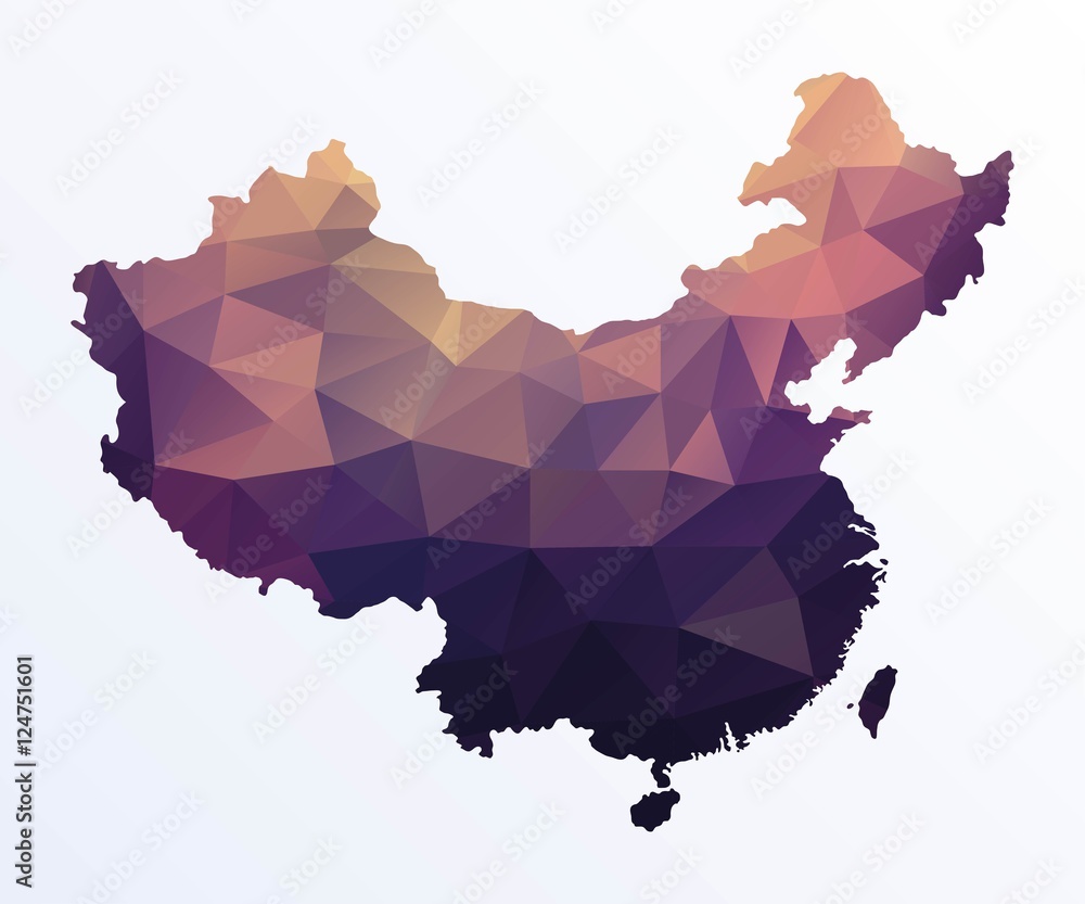 Polygonal map of China Stock Vector | Adobe Stock