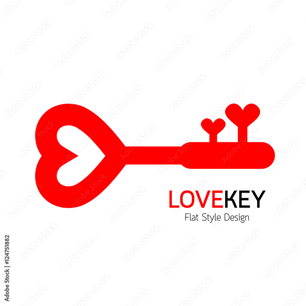 Key of heart shape. Vector illustration isolated on white background ...