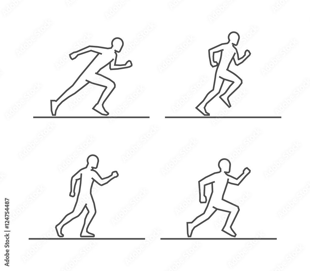 Line silhouettes of runners. Stock Vector | Adobe Stock