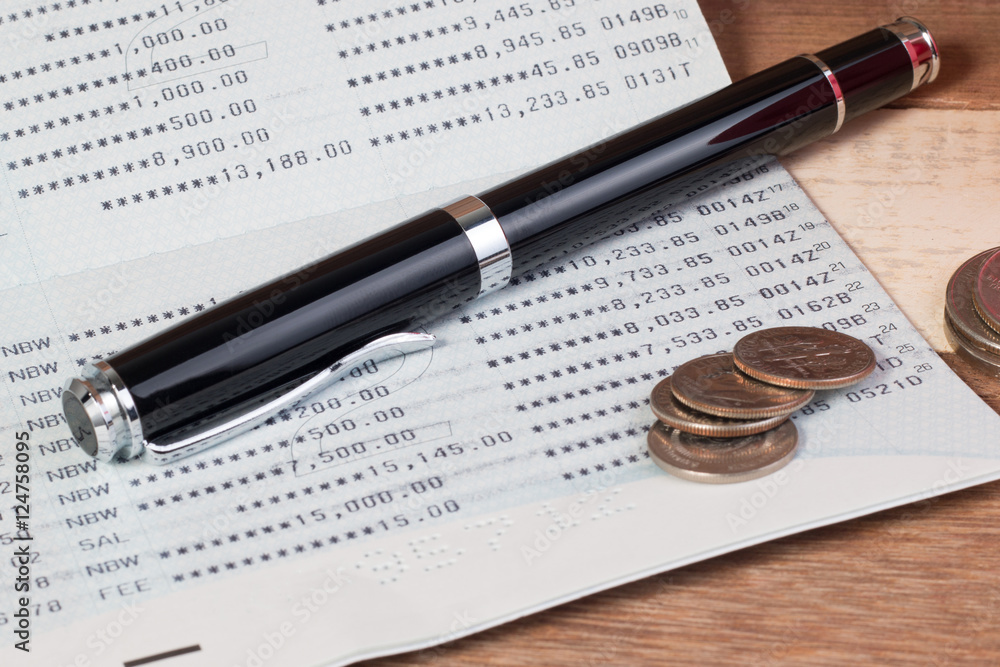 Passbook or passbook saving account, Passbook bank statement. Coin ...